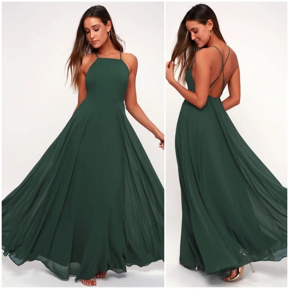 Lulus | Dresses | Lulus Forest Green Maxi Halter Dress | Poshmark